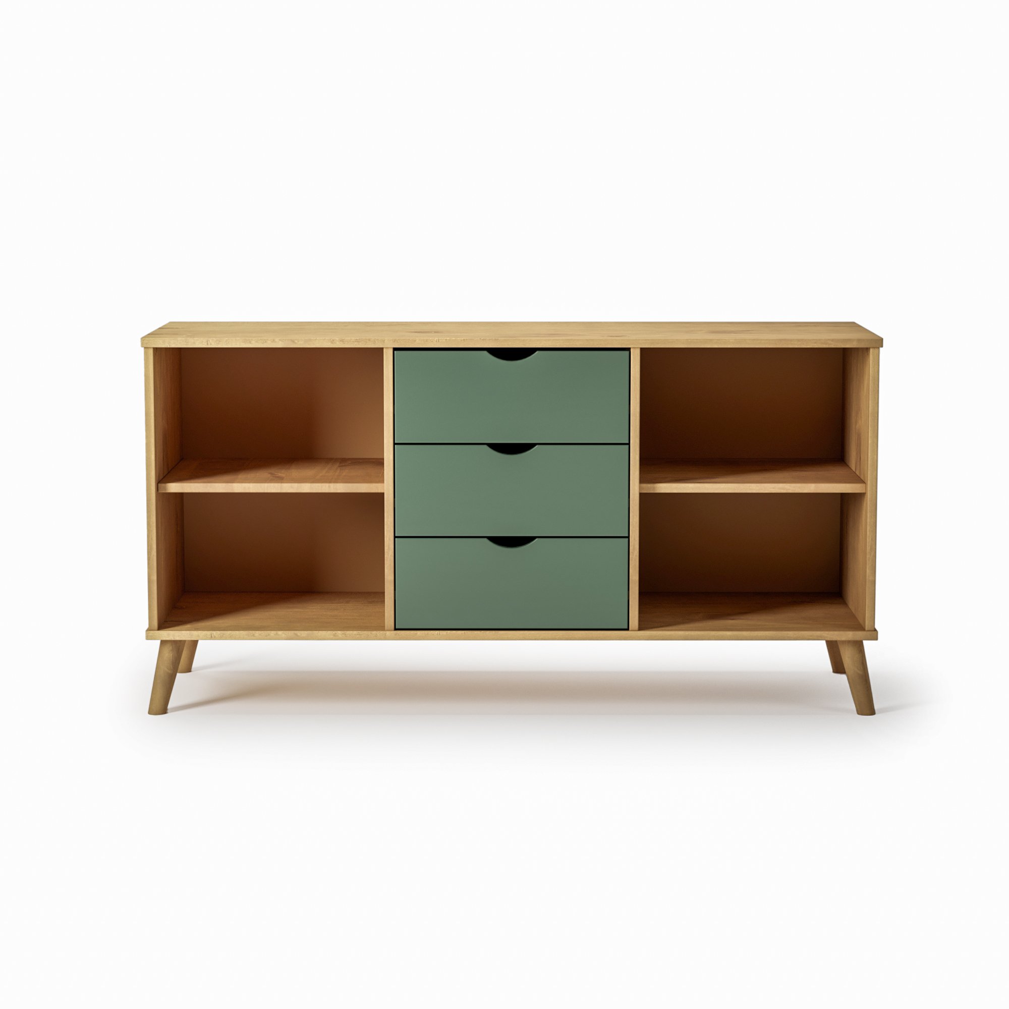 Rack TV 3 Gavetas 2 Prateleiras em Madeira de Pinus - Verde